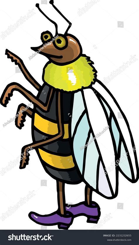 Funny Bee Comic Handdrawn Insect Cartoon Stock Vector Royalty Free