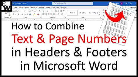 How To Combine Text And Page Numbers In Headers And Footers In