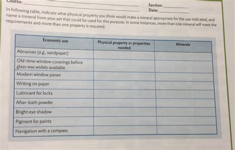 Solved Section Date Course In Following Table Indicate