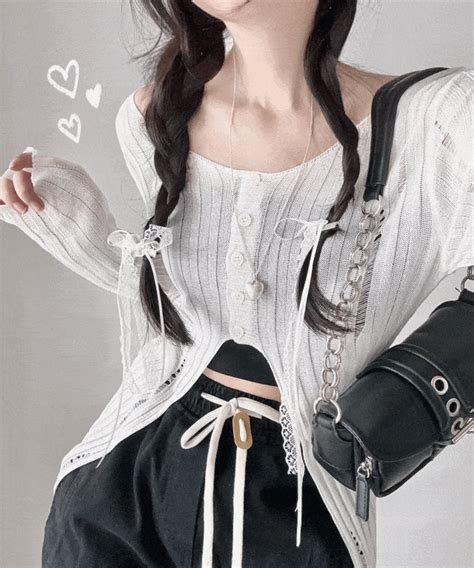 최저가 빈티지 시스루 빈티지 데미지 니트 여리핏 트임 썸머 가을 가디건 긴팔 에이블리