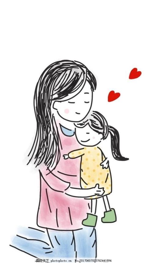 妈妈牵着小女孩的手简笔画 简笔画图片大全 普车都