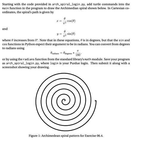 Solved Python Help Archimedean Spiral Problem Template From Turtle