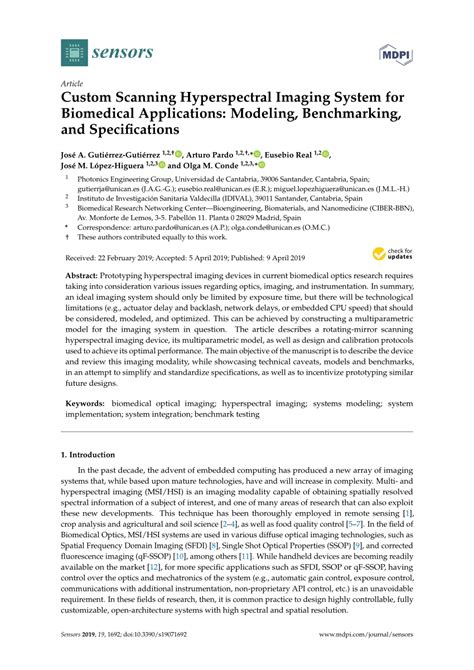 Pdf Custom Scanning Hyperspectral Imaging System For Biomedical Applications Modeling