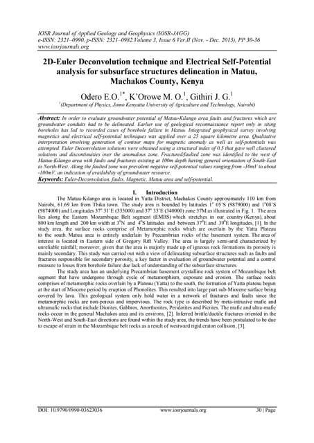 2d Euler Deconvolution Technique And Electrical Self Potential Analysis
