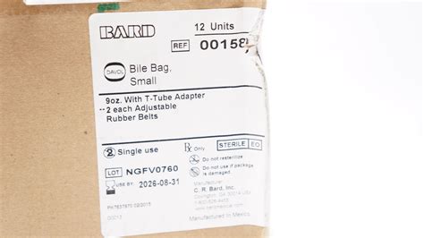 Bard 0015860 Davol Bile Bag Small 9oz With T Tube Adapter Case Of 12