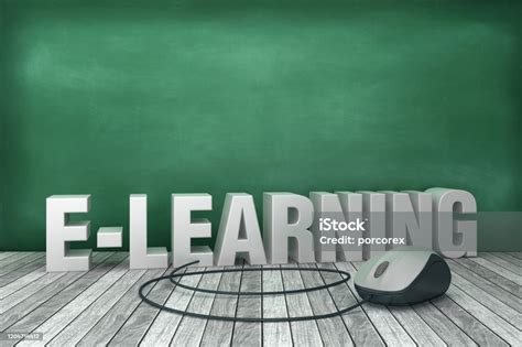 칠판 배경에 컴퓨터 마우스와 3d 단어 E학습 3d 렌더링 교육 강좌에 대한 스톡 사진 및 기타 이미지 교육 강좌 인터넷