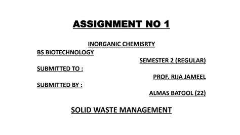 Solution Solid Waste Management Studypool