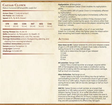 One Piece Caesar Clown Stat Block R Dungeonsanddragons