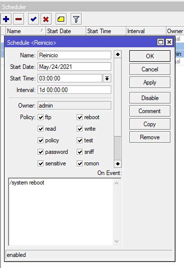 Mikrotik Script De Reinicio Automático