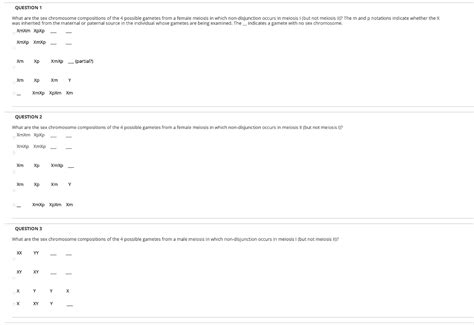 Solved Question 1 What Are The Sex Chromosome Compositions