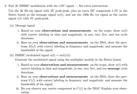 solved 2 part b dsbsc modulation with sin dc signal see