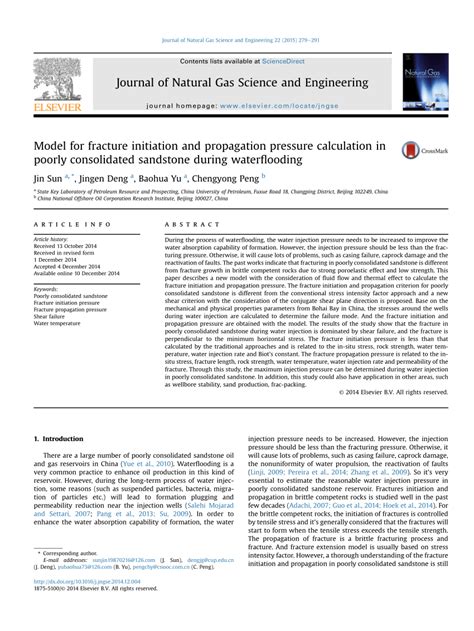 Pdf Model For Fracture Initiation And Propagation Pressure Calculation In Poorly Consolidated