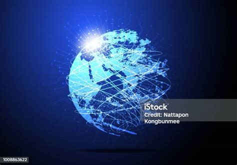 추상적인 기술 개념 글로벌 네트워크 연결이 세계와 디지털 링크 글로벌 비즈니스 연결 안녕 기술 과학 배경 Nasa에서 제공 하는이 이미지의 요소입니다 벡터 일러스트 레이 션