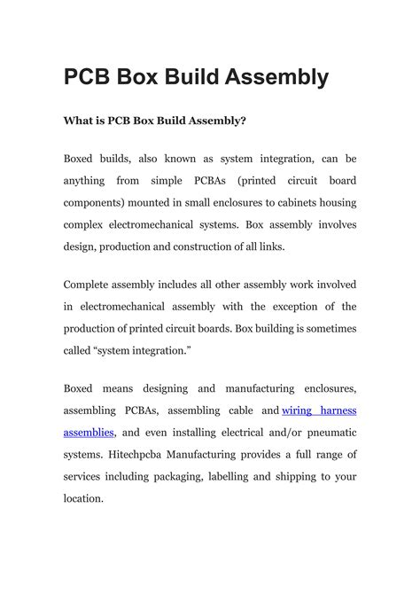 PCB Box Build Assembly Hitech Circuits DOCX