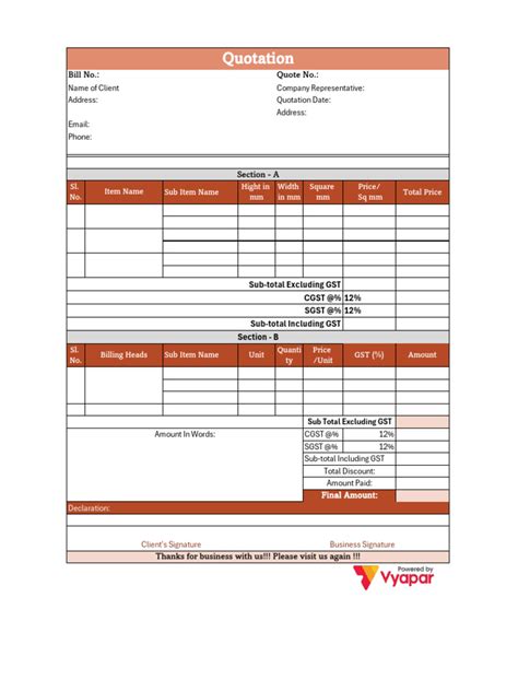 Interior Quotation Format 2 Pdf Finance And Money Management