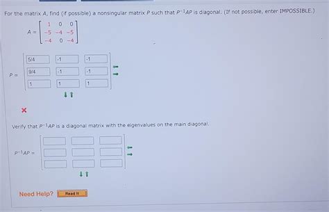 Solved For The Matrix A Find If Possible A Nonsingular