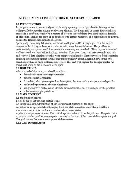 Module 2 Unit 1 Introduction To State Space Search Pdf Artificial Intelligence