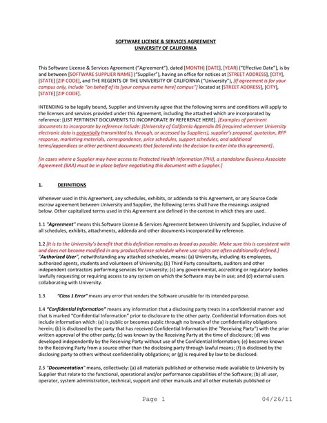 Software License Agreement Template B2b
