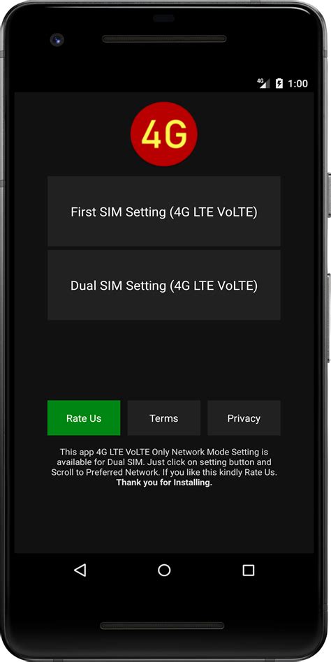 G Only Network Mode LTE VoLTE Dual SIM Setting APK Para Android Descargar