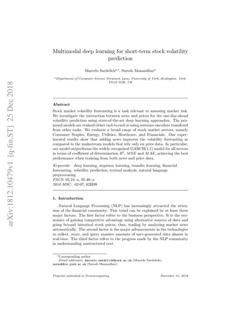 Multimodal Deep Learning For Short Term Stock Volatility Prediction Deepai