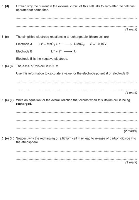 Aqa Chemistry Gcse Exam Style Questions C6 Electrolysis Answers Best