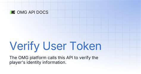 Verify User Token Omg Api Docs