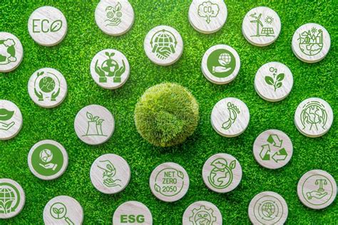 Green Earth With Icon For Esg Environment Social And Governance Co2