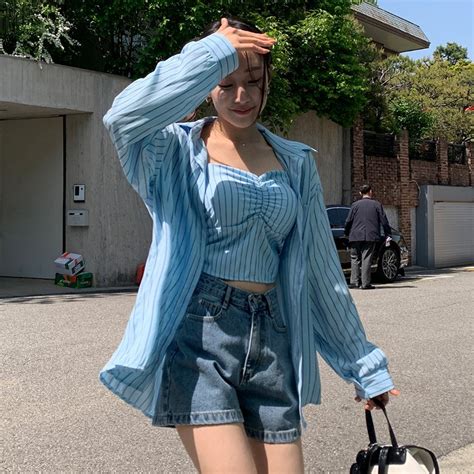 데얼쉬이즈 유르 스트라이프 셔츠 나시 세트