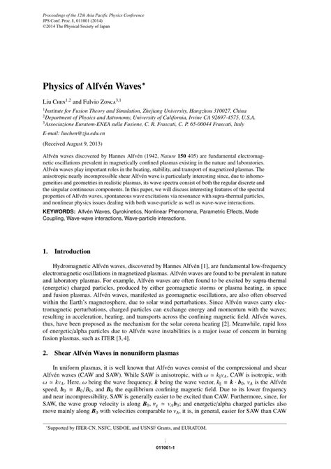 Pdf Physics Of Alfvén Waves