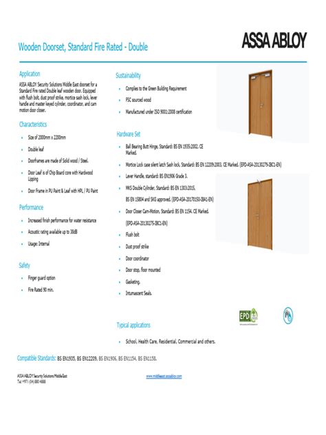 03 Datasheet Wooden Doorset Standard Fire Rated Door Double Download