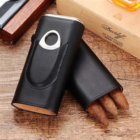 Black Case With Cutter 3 Ct Tempat Penyimpan Cerutu Javan Cigars