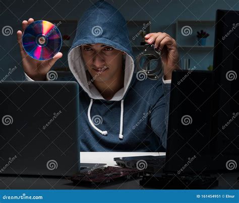 Hacker Hacking Computer At Night Stock Image Image Of Illegal Laptop 161454951