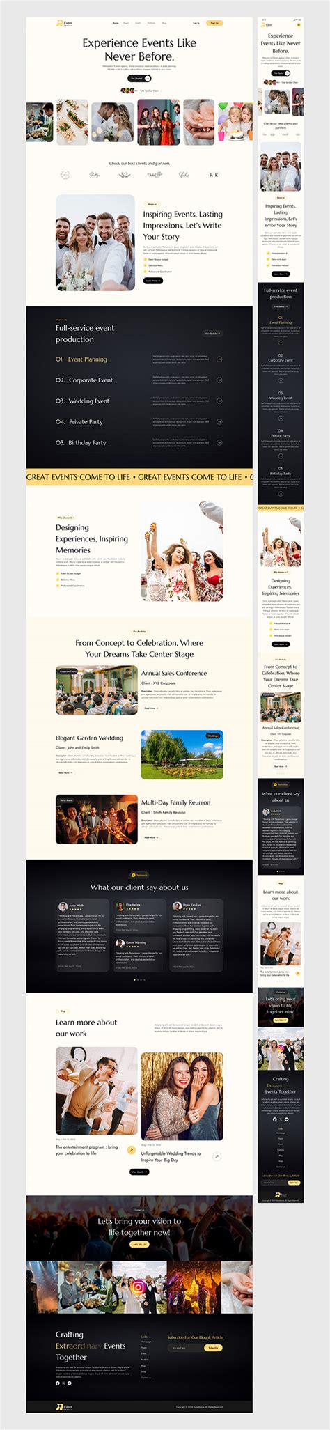 Event Management Website UI Design Behance