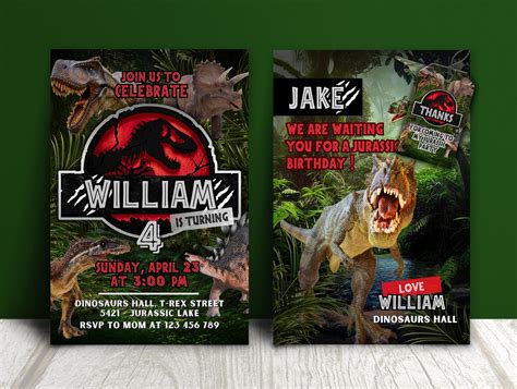 Editable Jurassic World Birthday Invitation Canva Template Etsy