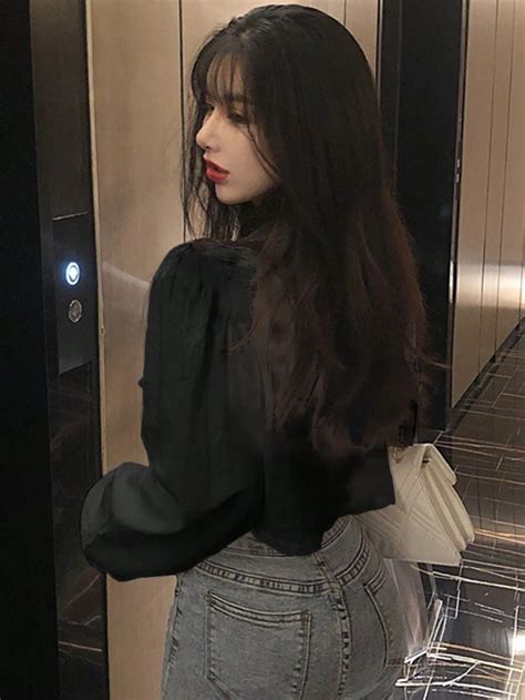 Dazy Women Solid Color Short Tied Strap Ruffle Trim V Neck Shirt