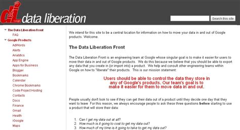 Google Data Liberation libérez vos données