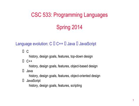 Ppt Csc 533 Programming Languages Spring 2014 Powerpoint Presentation Id9297269