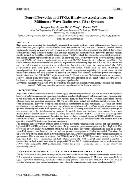 Neural Networks And Fpga Hardware Accelerators For Millimeter Wave Radio Over Fiber Systems