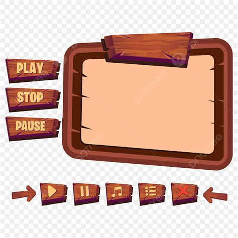 Wooden Ui Vector PNG Images Wooden Ui Game Vector Set Play Screen Application PNG Image For