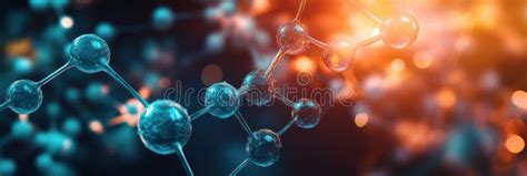 Abstract Representation Of Molecules And Chemical Structures With Glowing Elements In A Dynamic