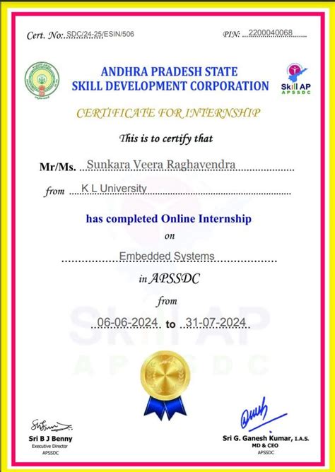 Embeddedsystems Apssdc Internship Learningjourney Embeddedengineer Sunkara Veera Raghavendra