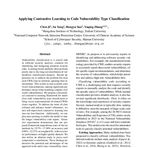 Applying Contrastive Learning To Code Vulnerability Type Classification