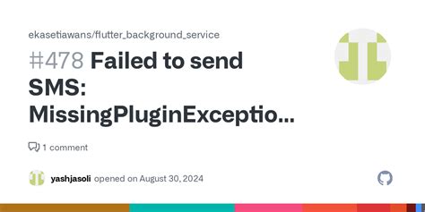 Failed To Send Sms Missingpluginexceptionno Implementation Found For