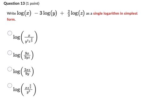 Solved Write Log X 3log Y 32log Z As A Single Logarithm Chegg Com