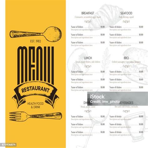 레스토랑 메뉴 디자인입니다 바 레스토랑 커피 하우스 카페에 대 한 벡터 메뉴 브로슈어 서식 파일 그릇에 대한 스톡 벡터 아트 및 기타 이미지 Istock