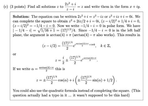 Solved Points Find All Solutions Z To Zi Z I Z And Chegg Com