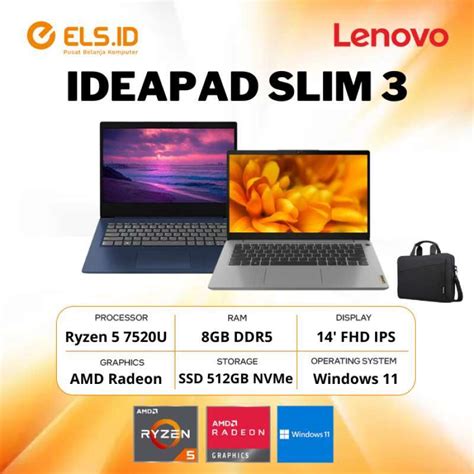 Jual Lenovo Ideapad Slim Amn Ryzen U Gb Ssd Gb W Ohs Blue Di Seller Els