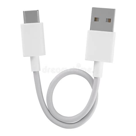 Cable With Usb And Type C Connector Insulated On White Background Stock Photo Illustration Of