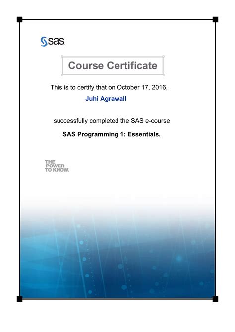 Sas Certificate Pdf