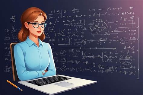 Premium Photo Student At Notebook Computer With Mathematics Symbols And Formula On The Background